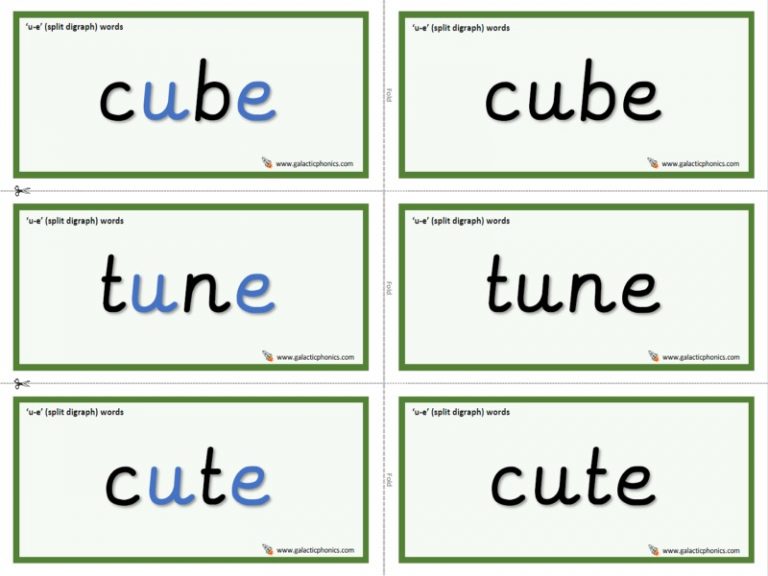 Free 'u-e' (split digraph) phonics worksheets and games - Galactic Phonics