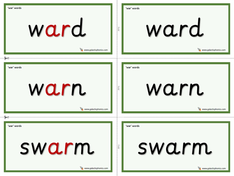 war- and quar- phonics worksheets and games - Galactic Phonics