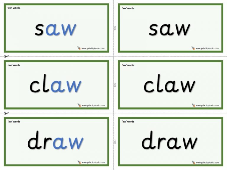 aw phonics worksheets and games - Galactic Phonics