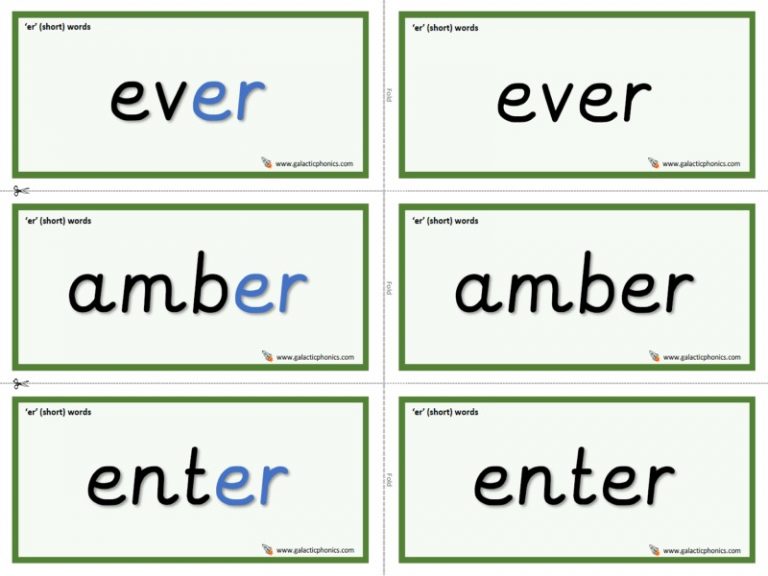 'er' (short) phonics worksheets and games - Galactic Phonics