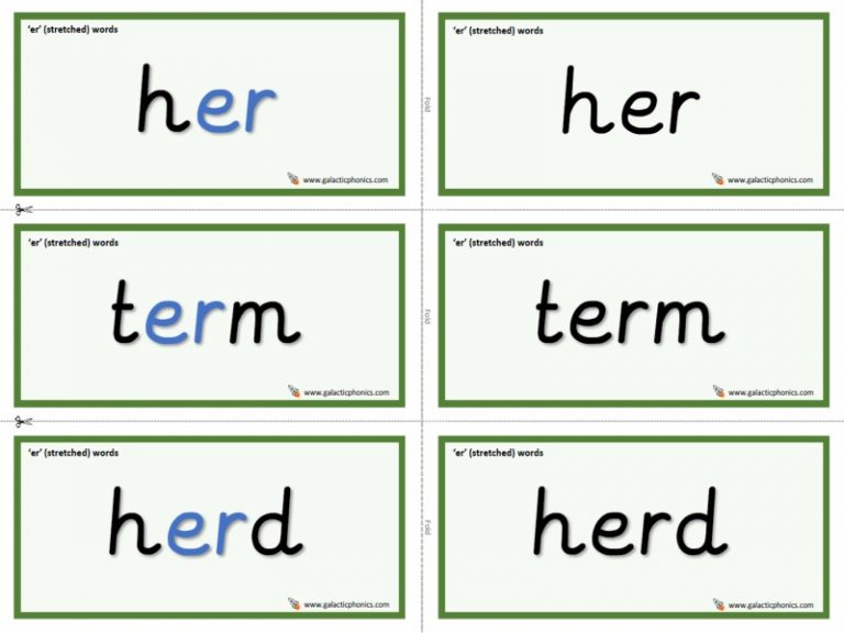 'er' (short) phonics worksheets and games - Galactic Phonics