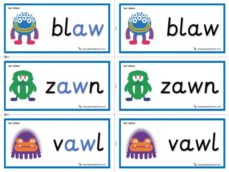 aw phonics worksheets and games - Galactic Phonics