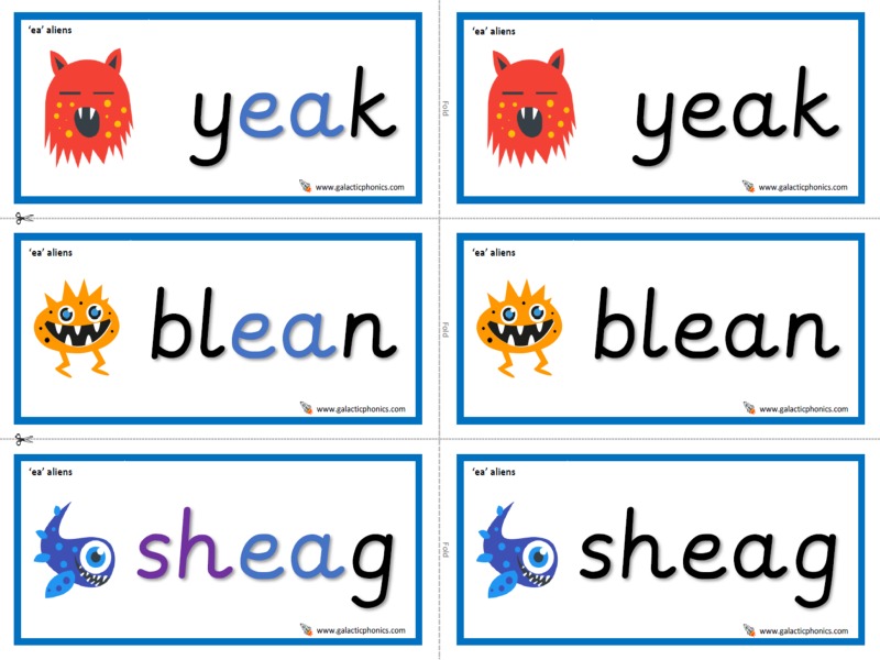 Free 'ea' phonics worksheets and games - Galactic Phonics