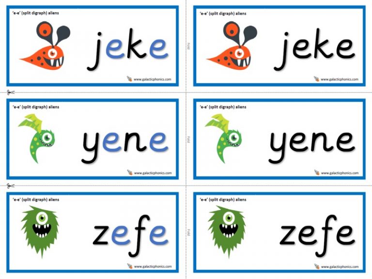 'e-e' (split digraph) phonics worksheets and games - Galactic Phonics