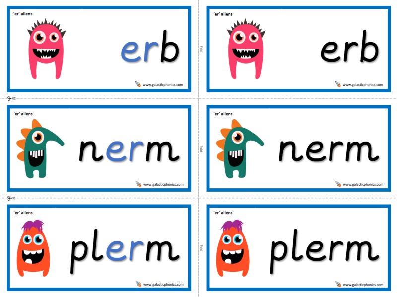 'er' (short) phonics worksheets and games - Galactic Phonics
