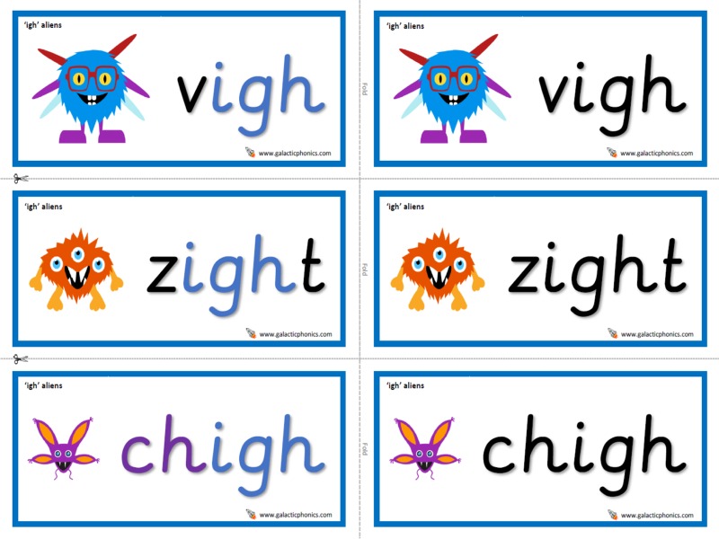 Free 'igh' phonics worksheets and games - Galactic Phonics