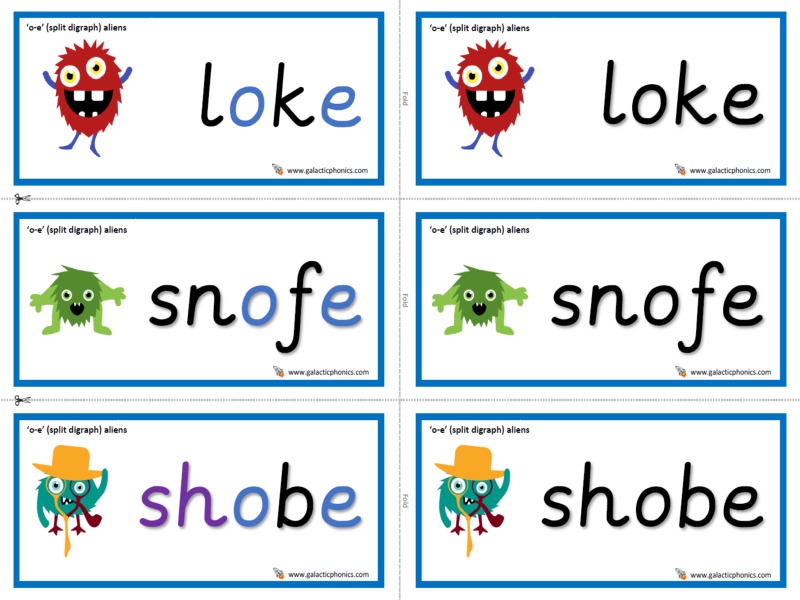 Free 'o-e' (split digraph) worksheets and games - Galactic Phonics