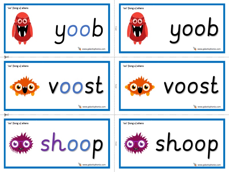 Free 'oo' (long u) worksheets and games - Galactic Phonics