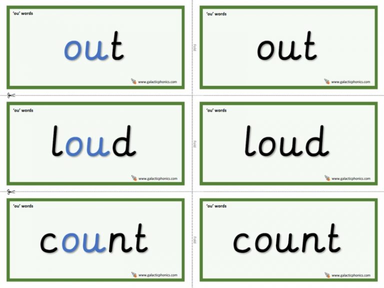 'ou' phonics worksheets and games - Galactic Phonics