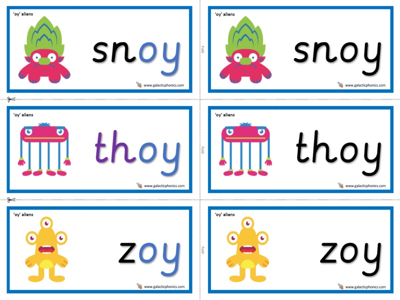 'oy' phonics worksheets and games - Galactic Phonics