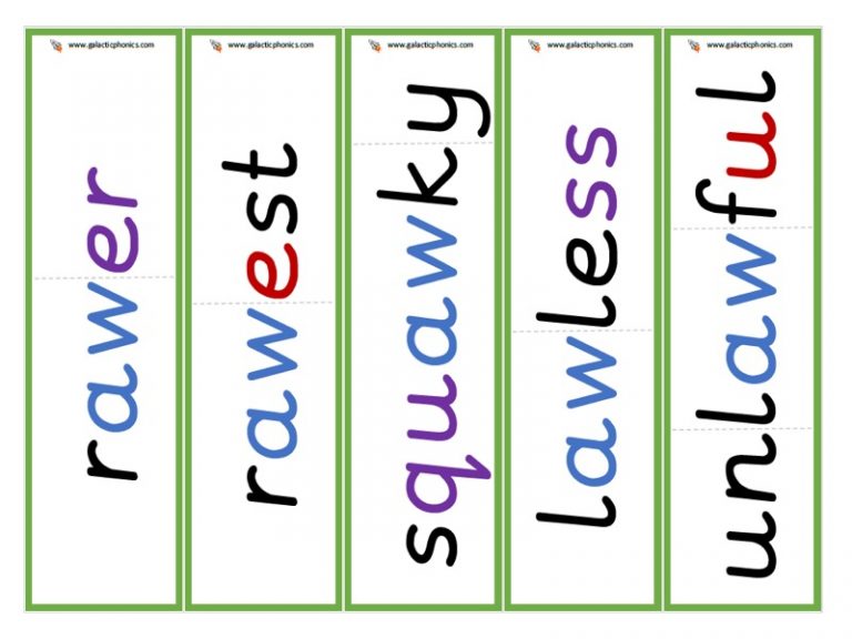 aw phonics worksheets and games - Galactic Phonics