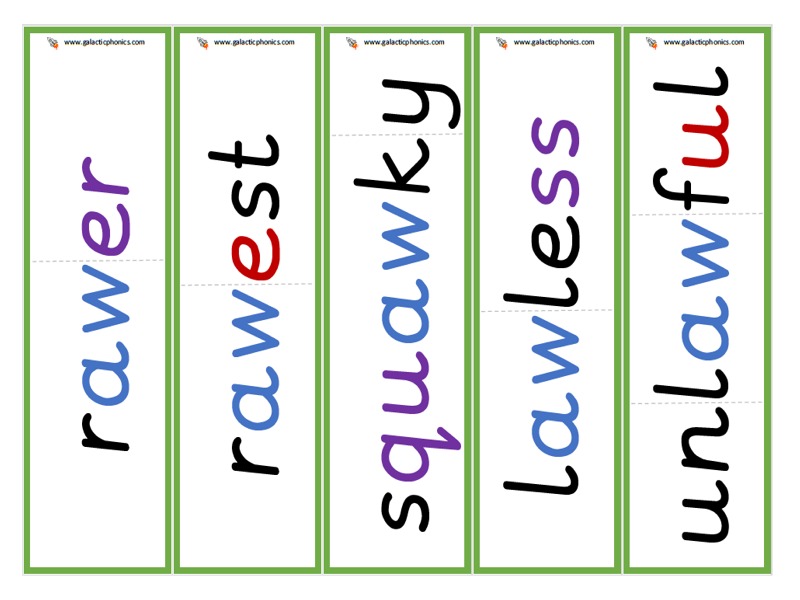 aw phonics worksheets and games - Galactic Phonics