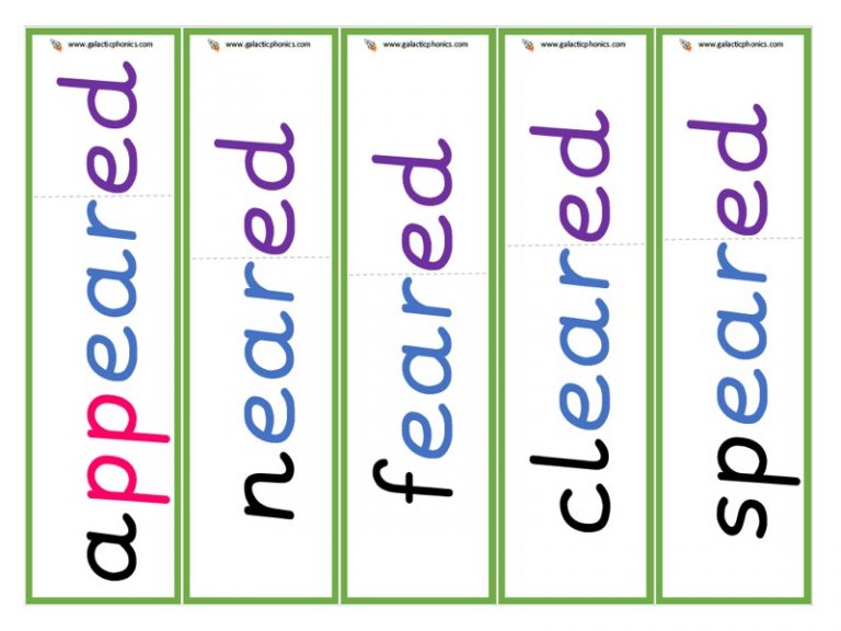 'ear' phonics worksheets and games - Galactic Phonics