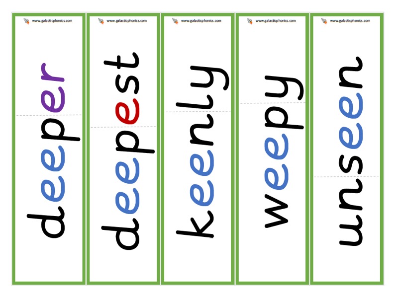 Free 'ee' phonics woksheets and games - Galactic Phonics