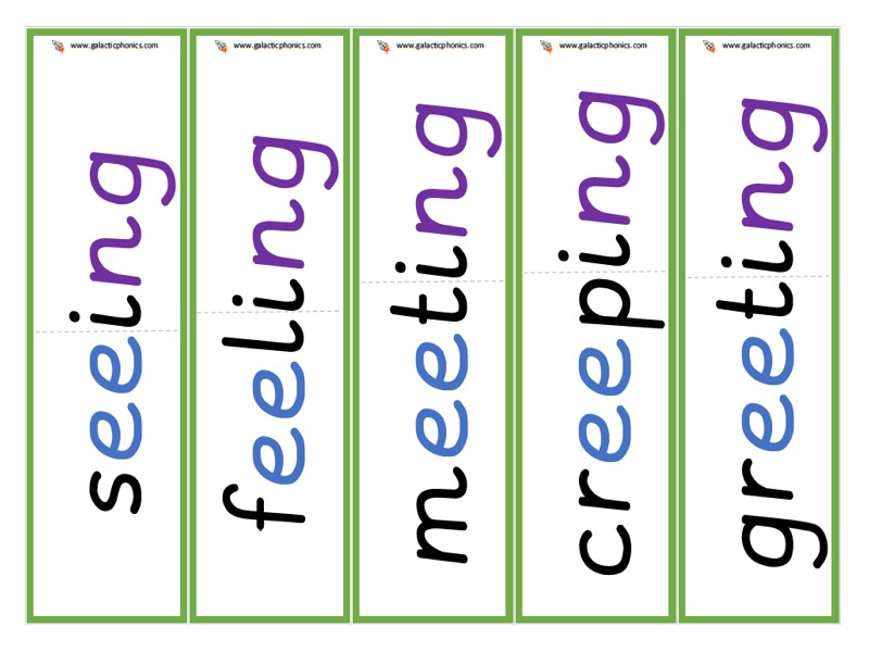 Free 'ee' phonics woksheets and games - Galactic Phonics
