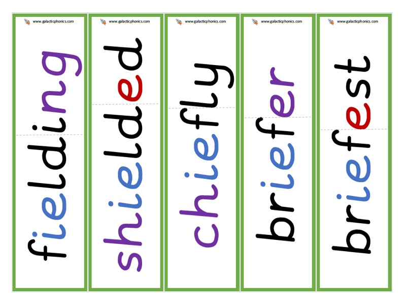 Free 'ie' (long e) phonics worksheets and games - Galactic Phonics