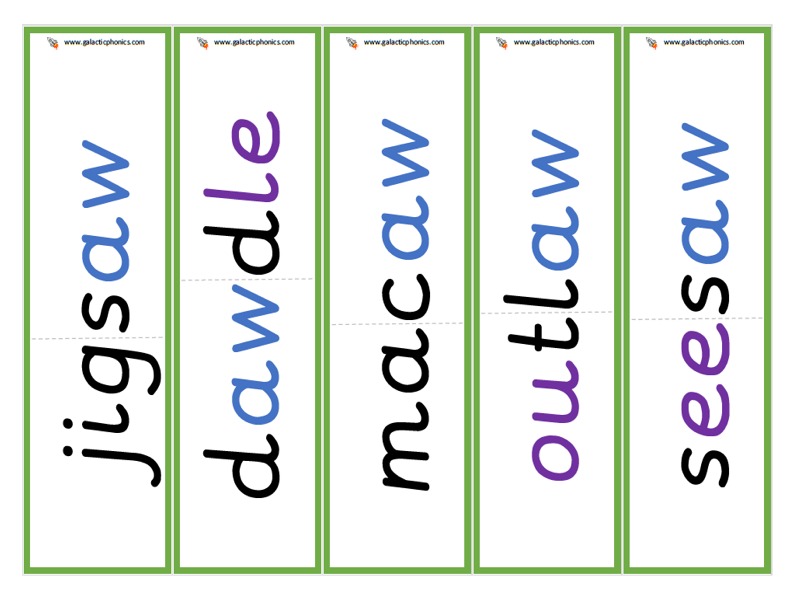 aw phonics worksheets and games - Galactic Phonics