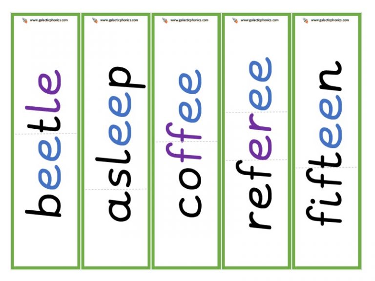 Free 'ee' phonics woksheets and games - Galactic Phonics