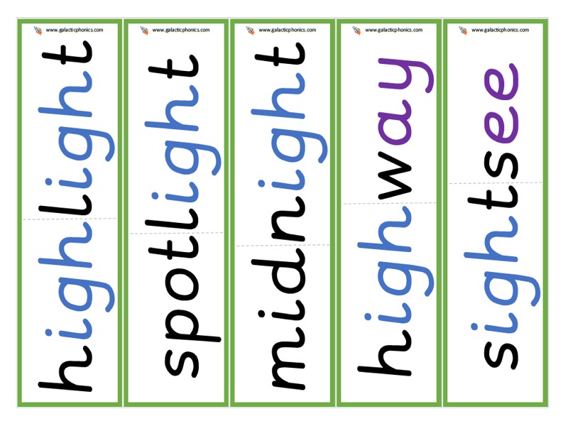 Free 'igh' phonics worksheets and games - Galactic Phonics