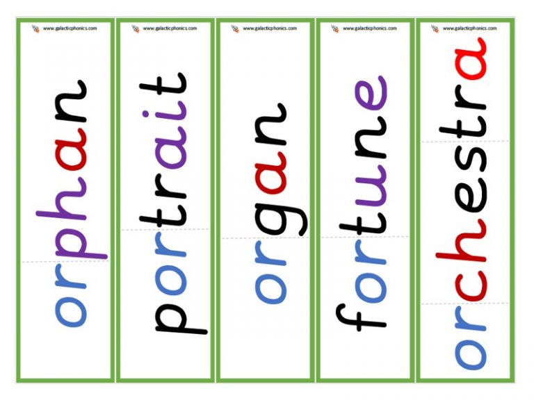 'or' phonics worksheets and games - Galactic Phonics
