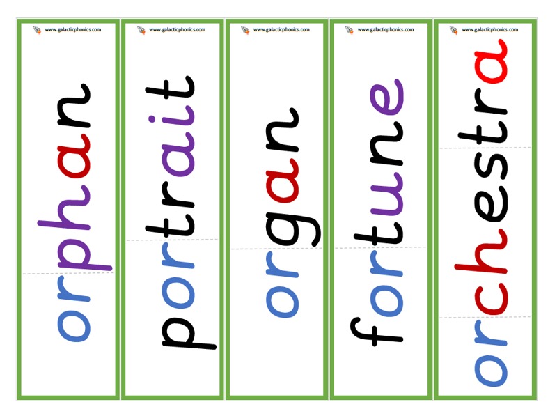 'or' phonics worksheets and games - Galactic Phonics