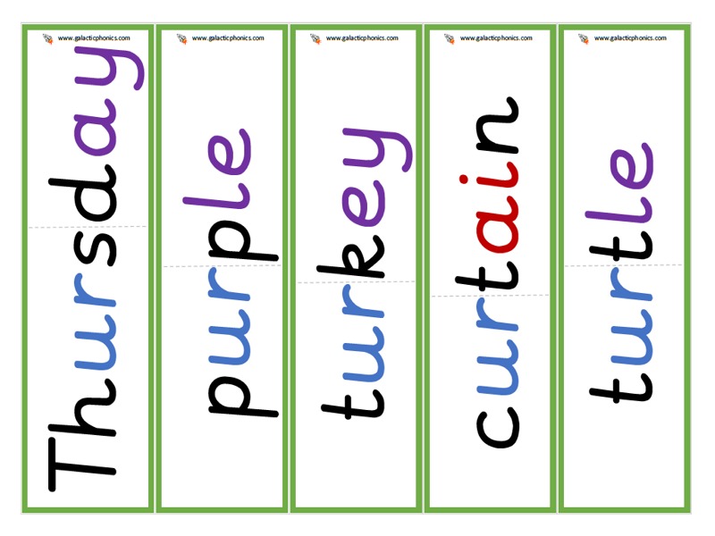 'ur' phonics worksheets and games - Galactic Phonics
