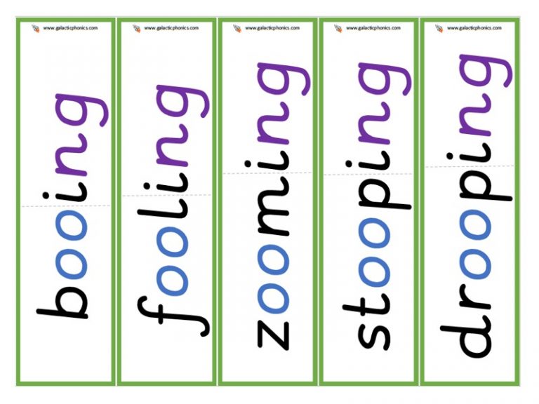 Free 'oo' (long u) worksheets and games - Galactic Phonics
