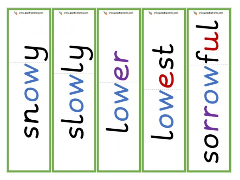 'ow' (long o) phonics worksheets and games - Galactic Phonics