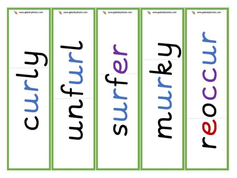 'ur' phonics worksheets and games - Galactic Phonics