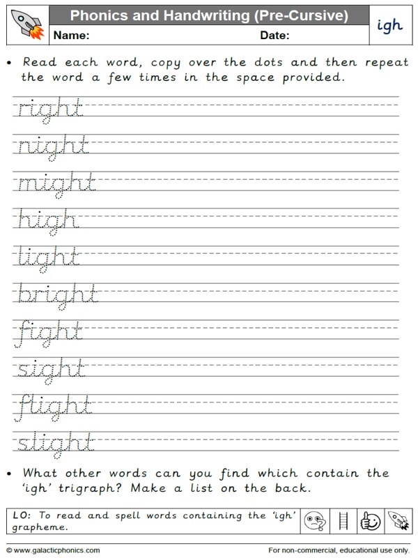 igh worksheets and games - Galactic Phonics