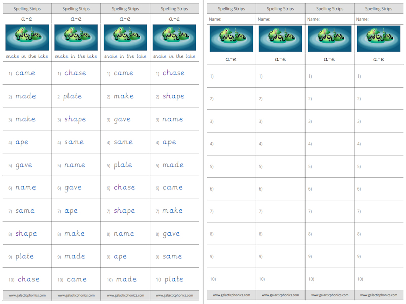 Free 'a-e' (split digraph) worksheets and games - Galactic Phonics