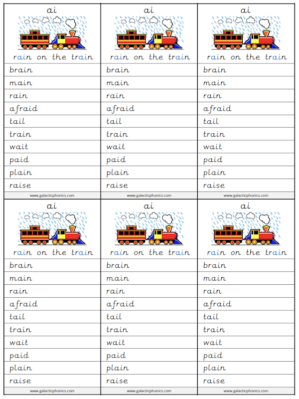 Free 'ai' worksheets and games - Galactic Phonics