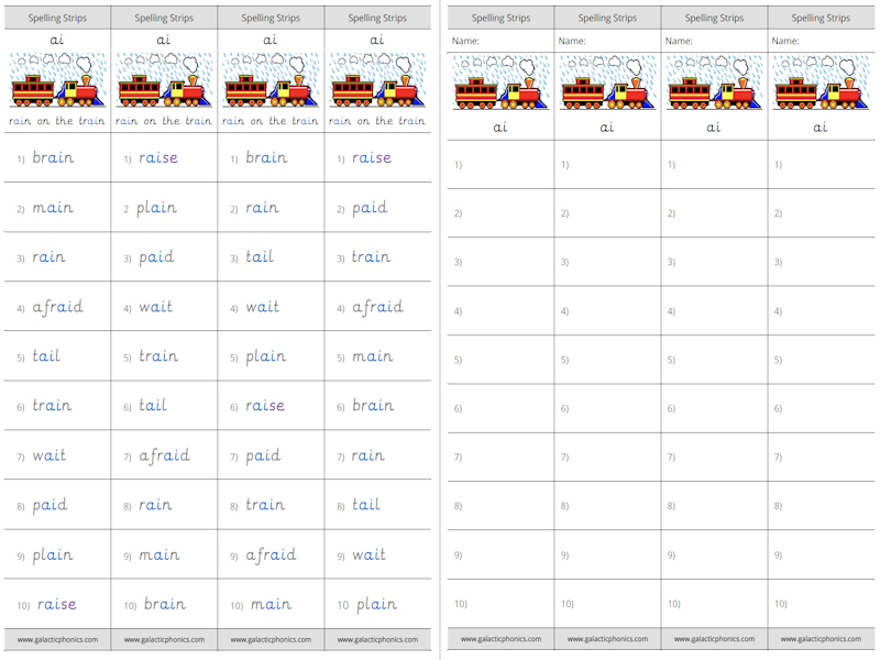 Free 'ai' worksheets and games - Galactic Phonics