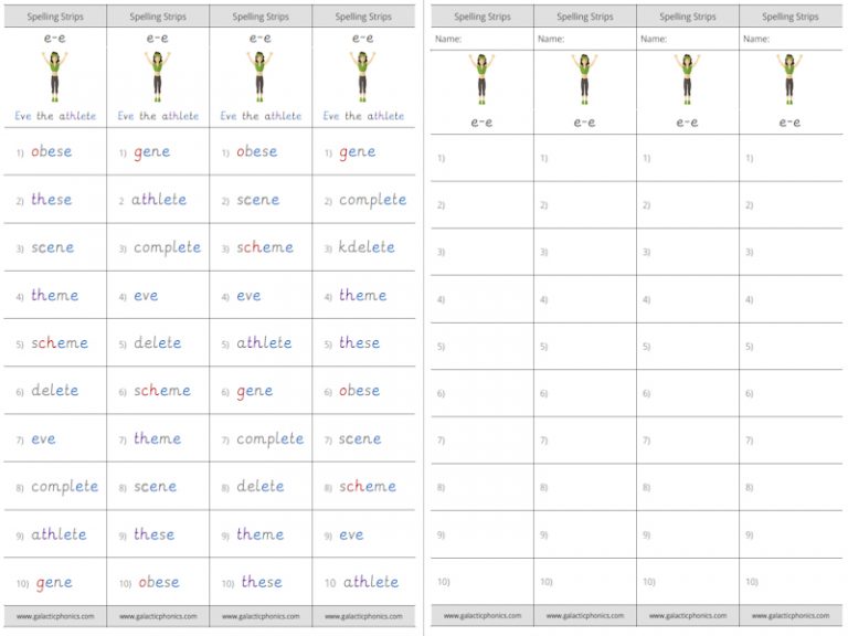 'e-e' (split digraph) phonics worksheets and games - Galactic Phonics
