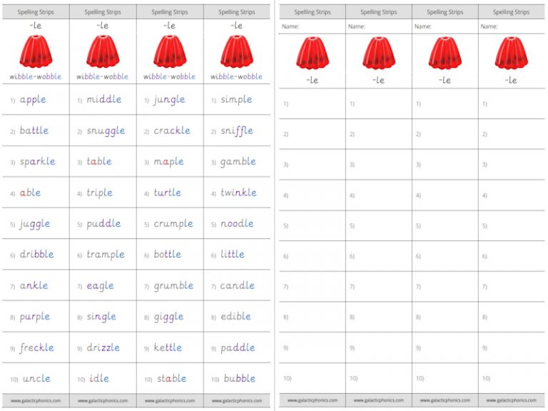 le phonics worksheets and games - Galactic Phonics