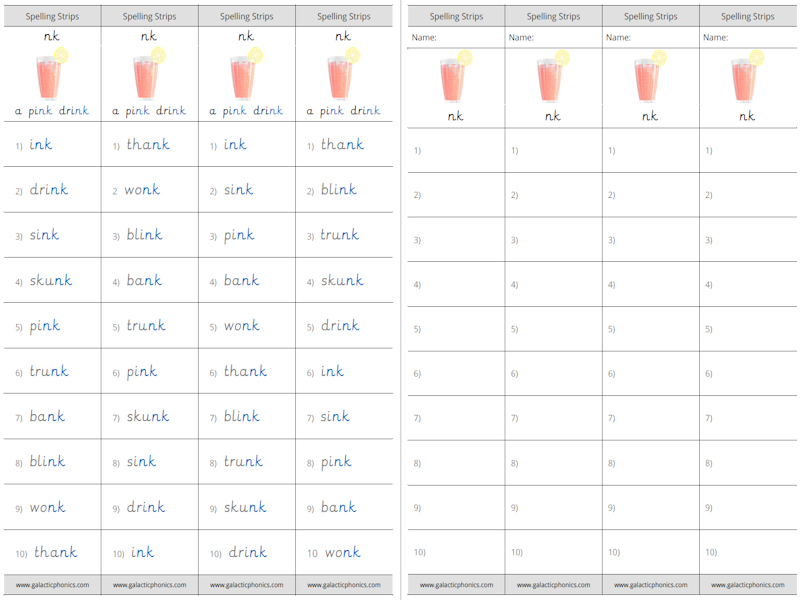 nk worksheets and games - Galactic Phonics