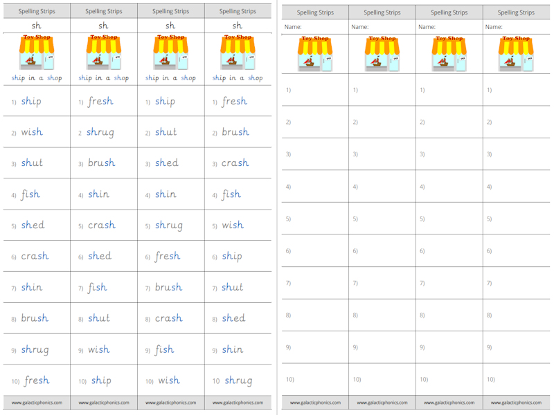 sh phonics worksheets and games - Galactic Phonics