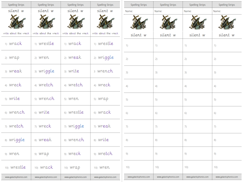 silent w phonics worksheets and games - Galactic Phonics