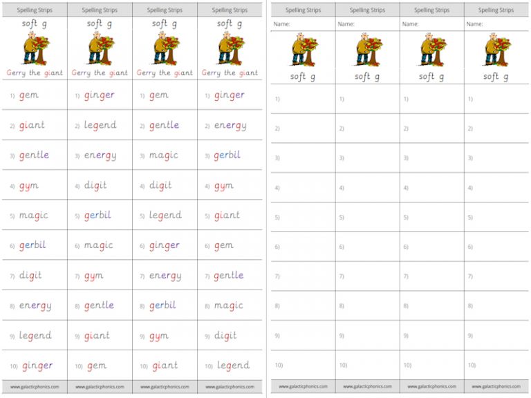 soft g phonics worksheets and games - Galactic Phonics