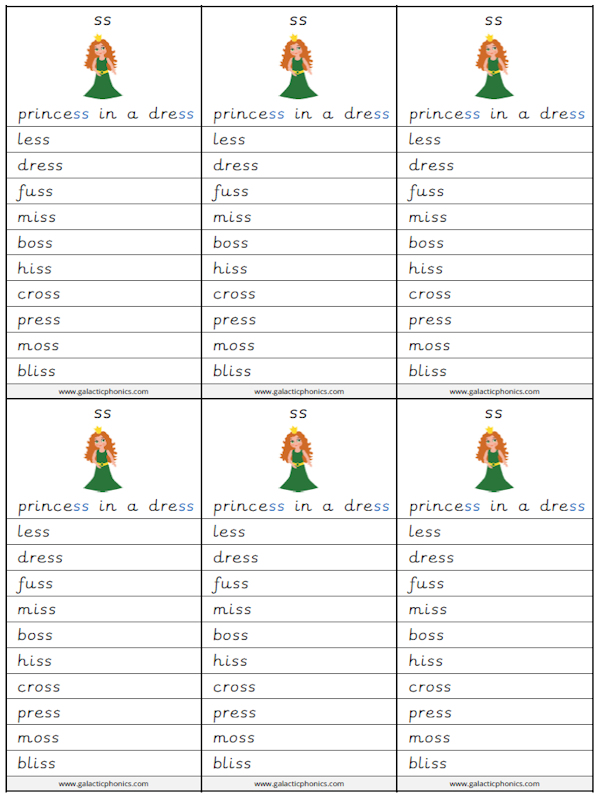 ss phonics worksheets and games - Galactic Phonics