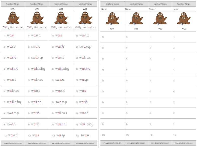 waqua phonics worksheets and games - Galactic Phonics