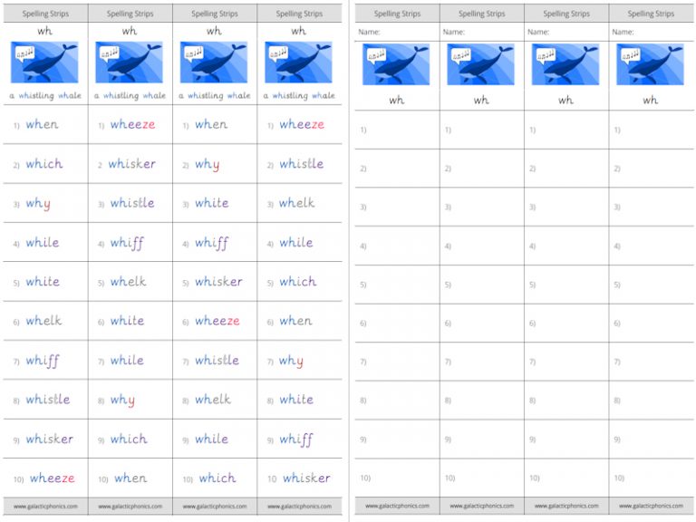 wh phonics worksheets and games - Galactic Phonics