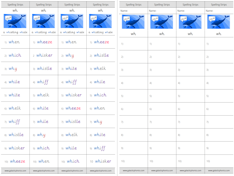 wh phonics worksheets and games - Galactic Phonics