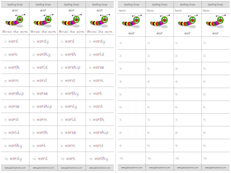 wor phonics worksheets and games - Galactic Phonics