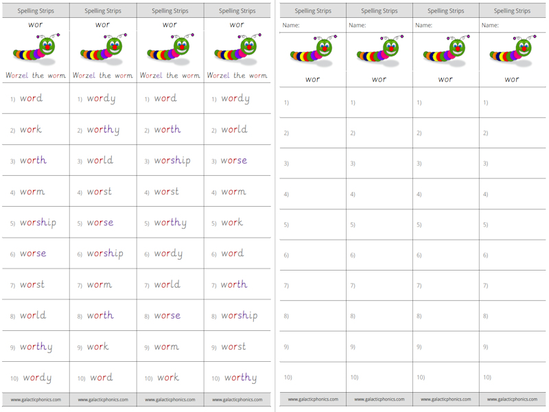 wor phonics worksheets and games - Galactic Phonics