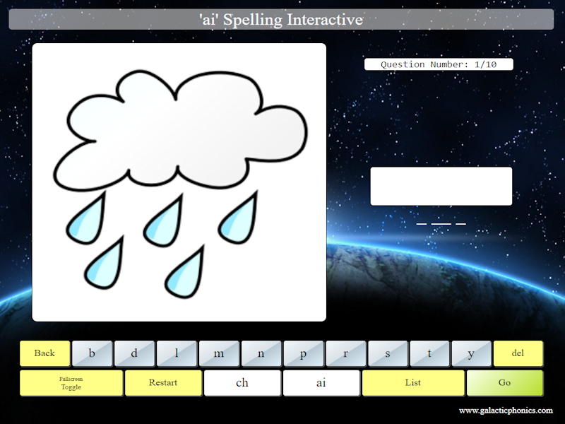 Free 'ai' worksheets and games - Galactic Phonics