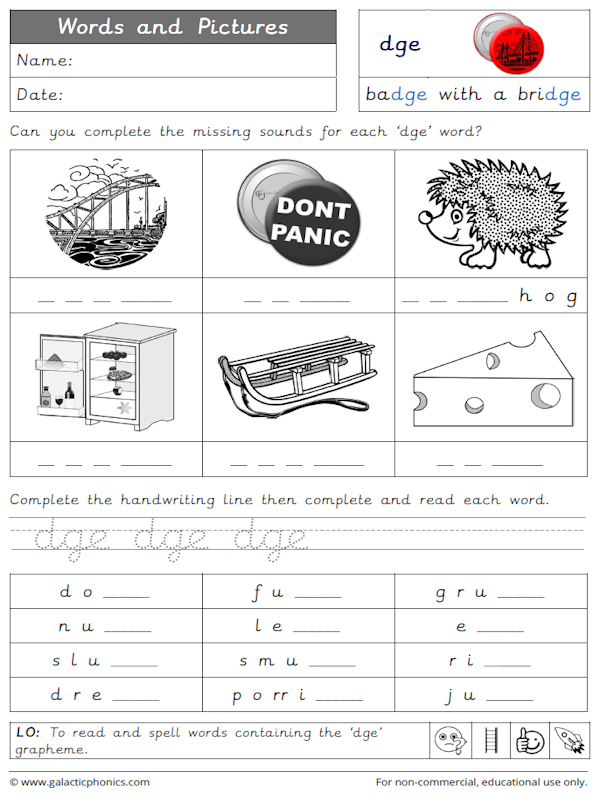 soft g phonics worksheets and games - Galactic Phonics