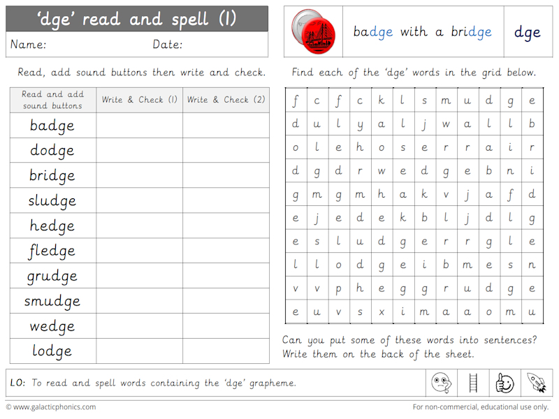 soft g phonics worksheets and games - Galactic Phonics