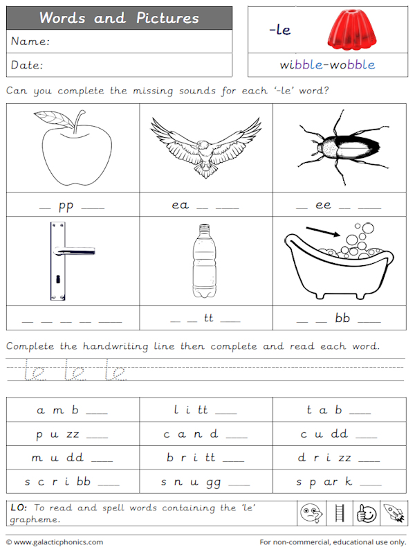 le phonics worksheets and games - Galactic Phonics