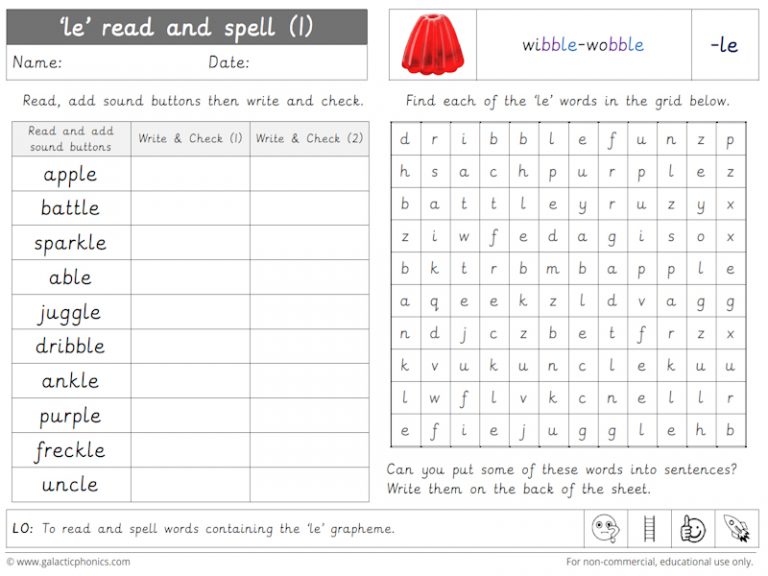 le phonics worksheets and games - Galactic Phonics